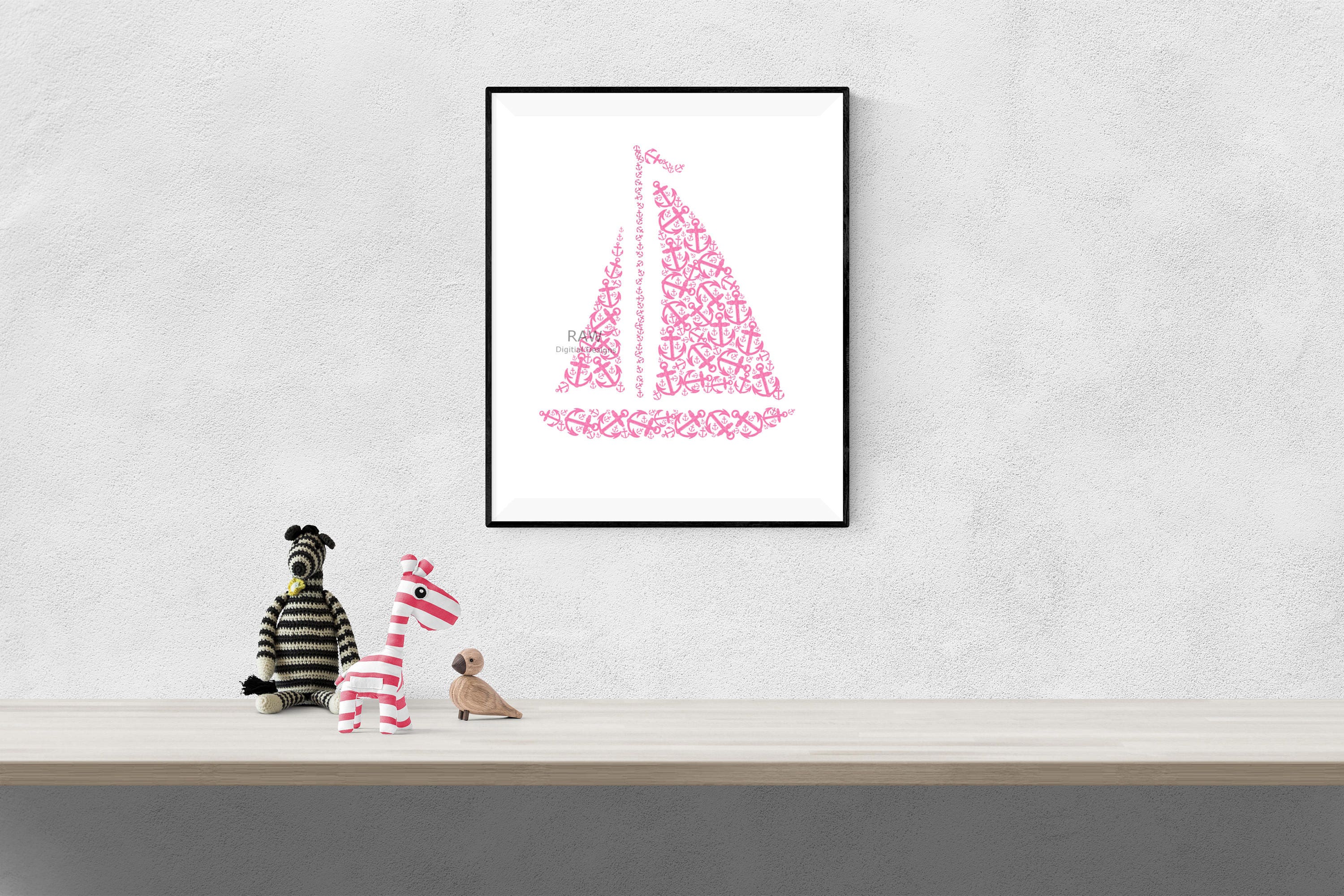 Printable Pink Nautical Wall Decor - Girls Nursery Baby Girl Bedroom ...