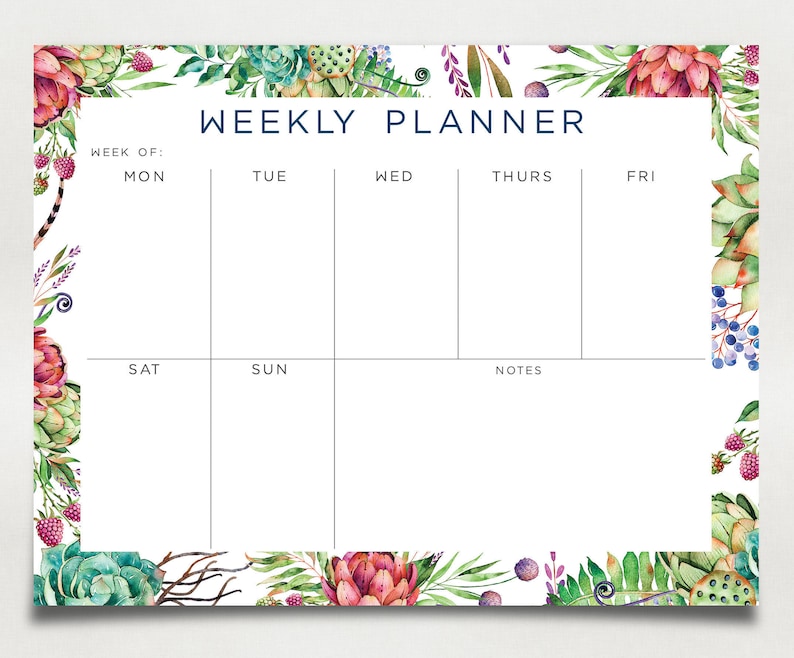 Desk Calendar NotePad Succulent Weekly Calendar Gift for | Etsy