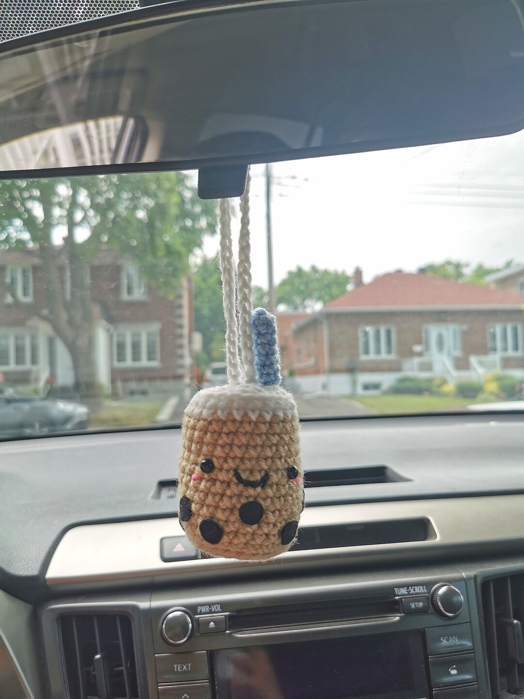 Boba Car Accessories, boba crochet car mirror hanging accessories, Cute ...