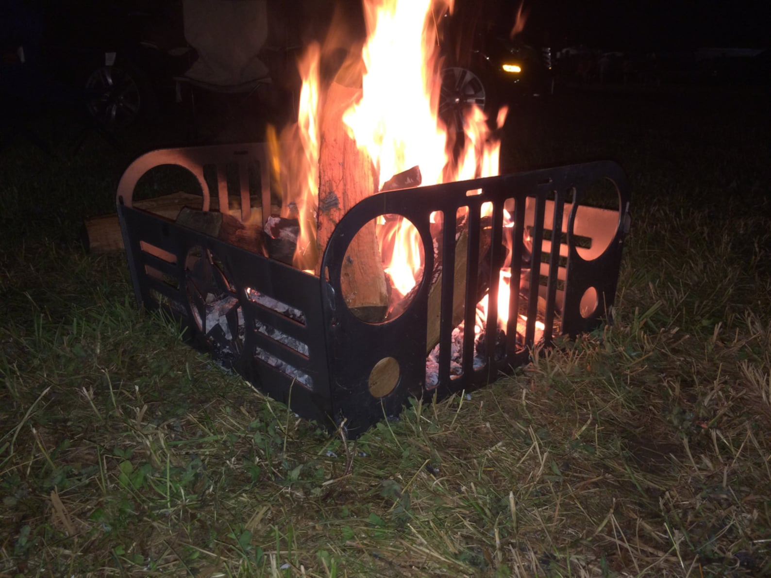 Jeep Fire Pit With Grill Grate, Collapsible and Portable Fire Ring ...