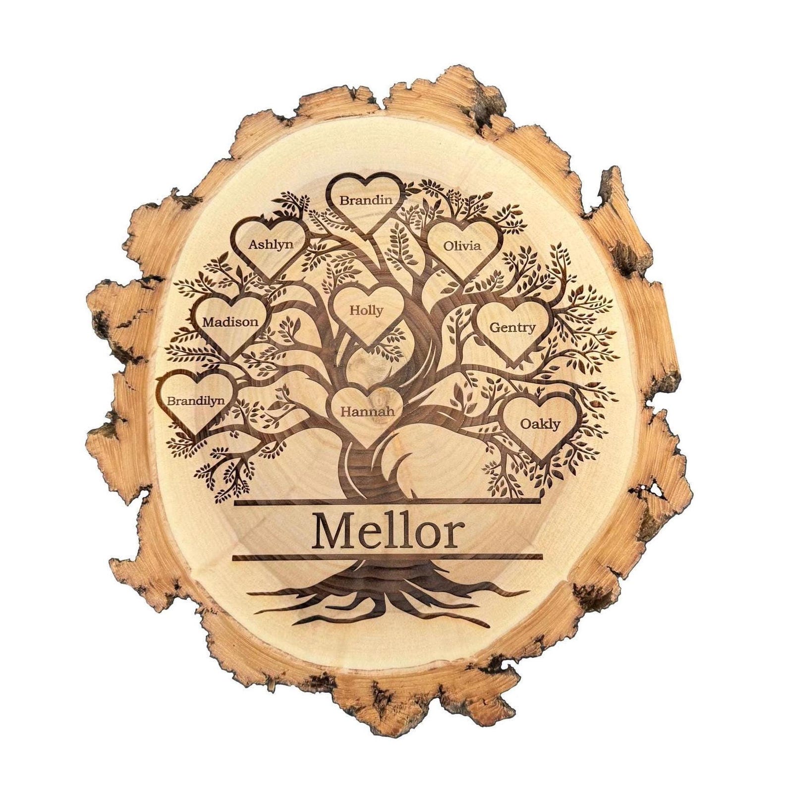 Personalized Family Tree Willow Wood Slice Anniversary Gift - Etsy