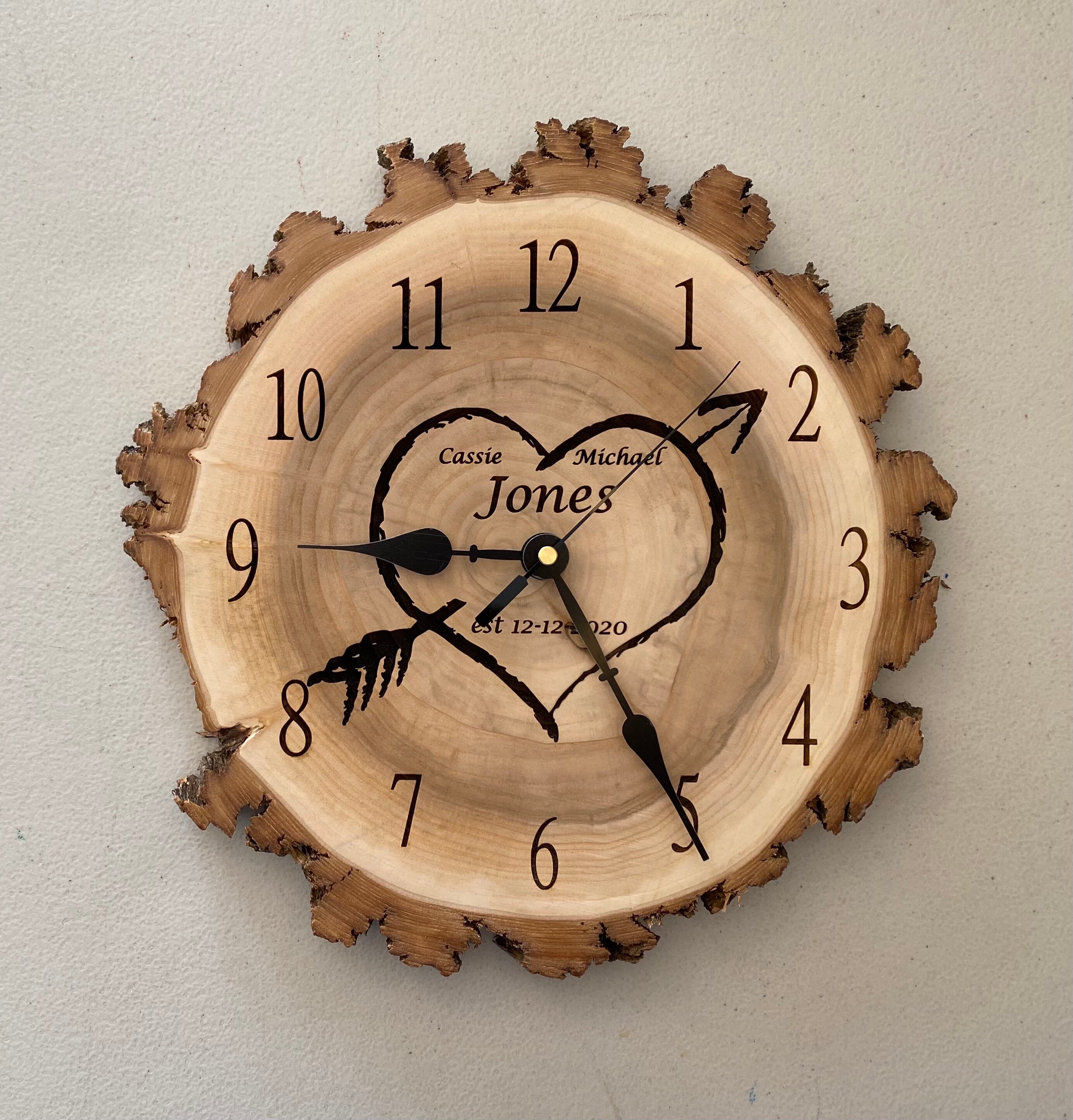 CLOCK WILLOW Wood Slice With Personalized Engraving 11-12 Inch X 1 Inch ...