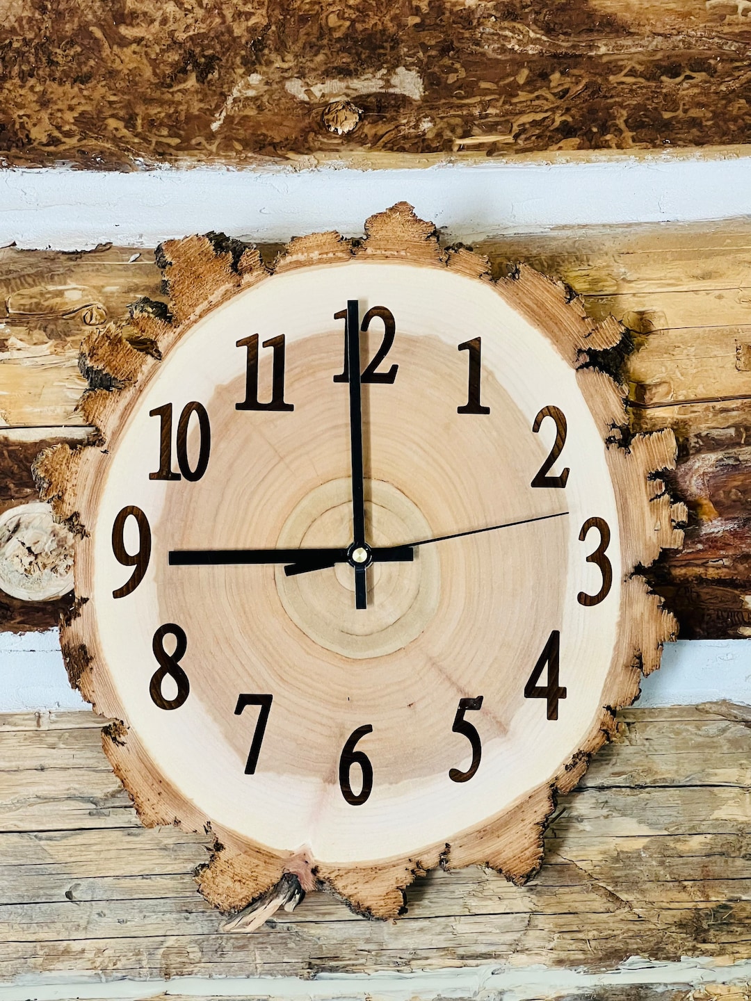 VISION IMPAIRED Clock WILLOW Wood Slice With Personalized Engraving 11 ...