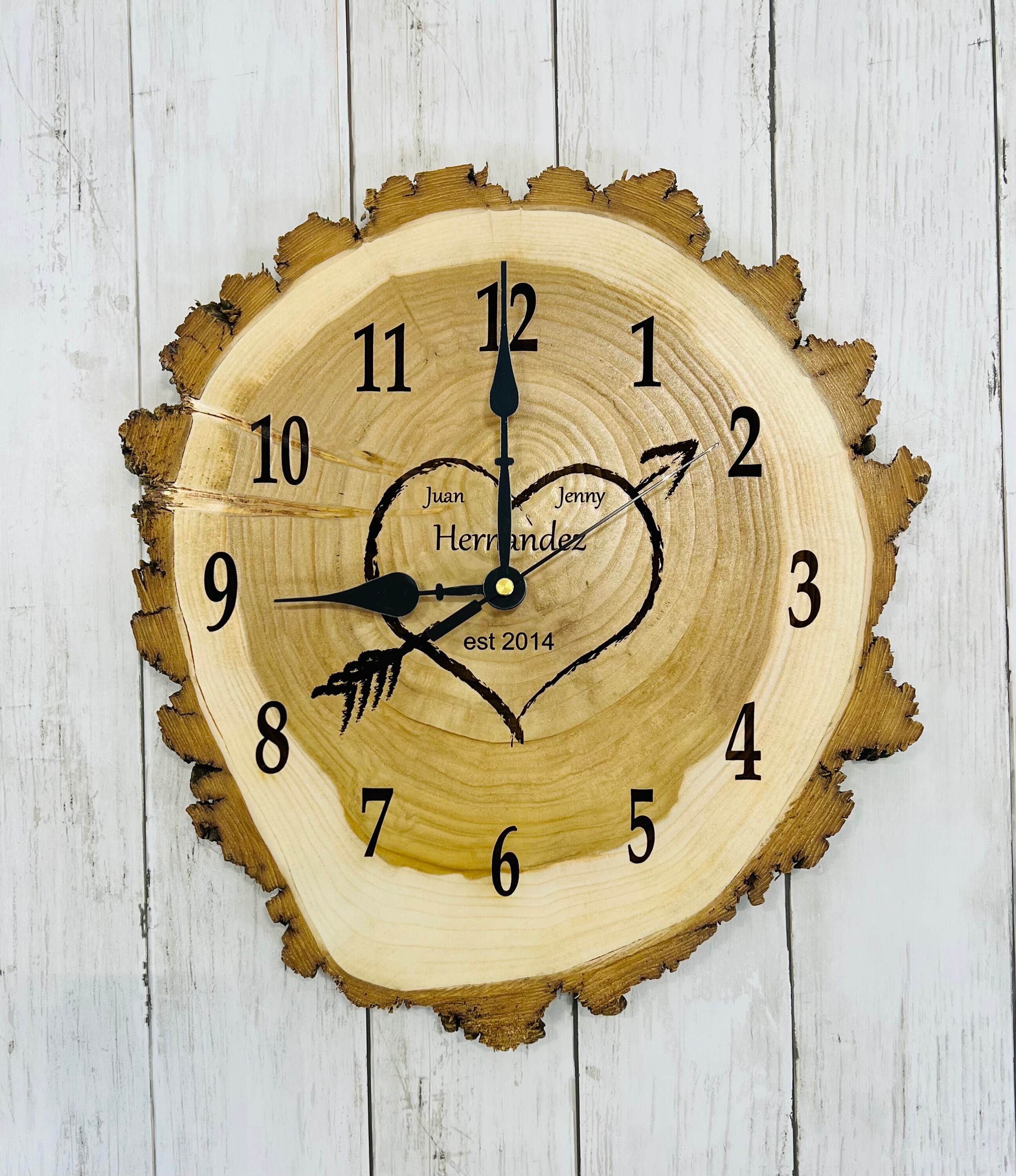CLOCK WILLOW Wood Slice With Personalized Engraving 11-12 Inch X 1 Inch ...