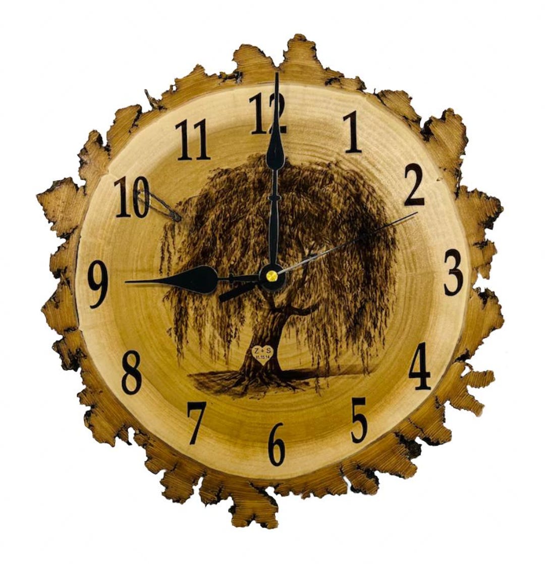 CLOCK WILLOW Wood Slice With Personalized Engraving 11-12 Inch X 1 Inch ...