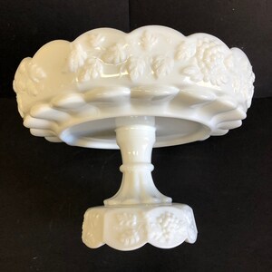 Milk Glass Compote, Westmoreland, Paneled Grape Design, Footed Dish ...