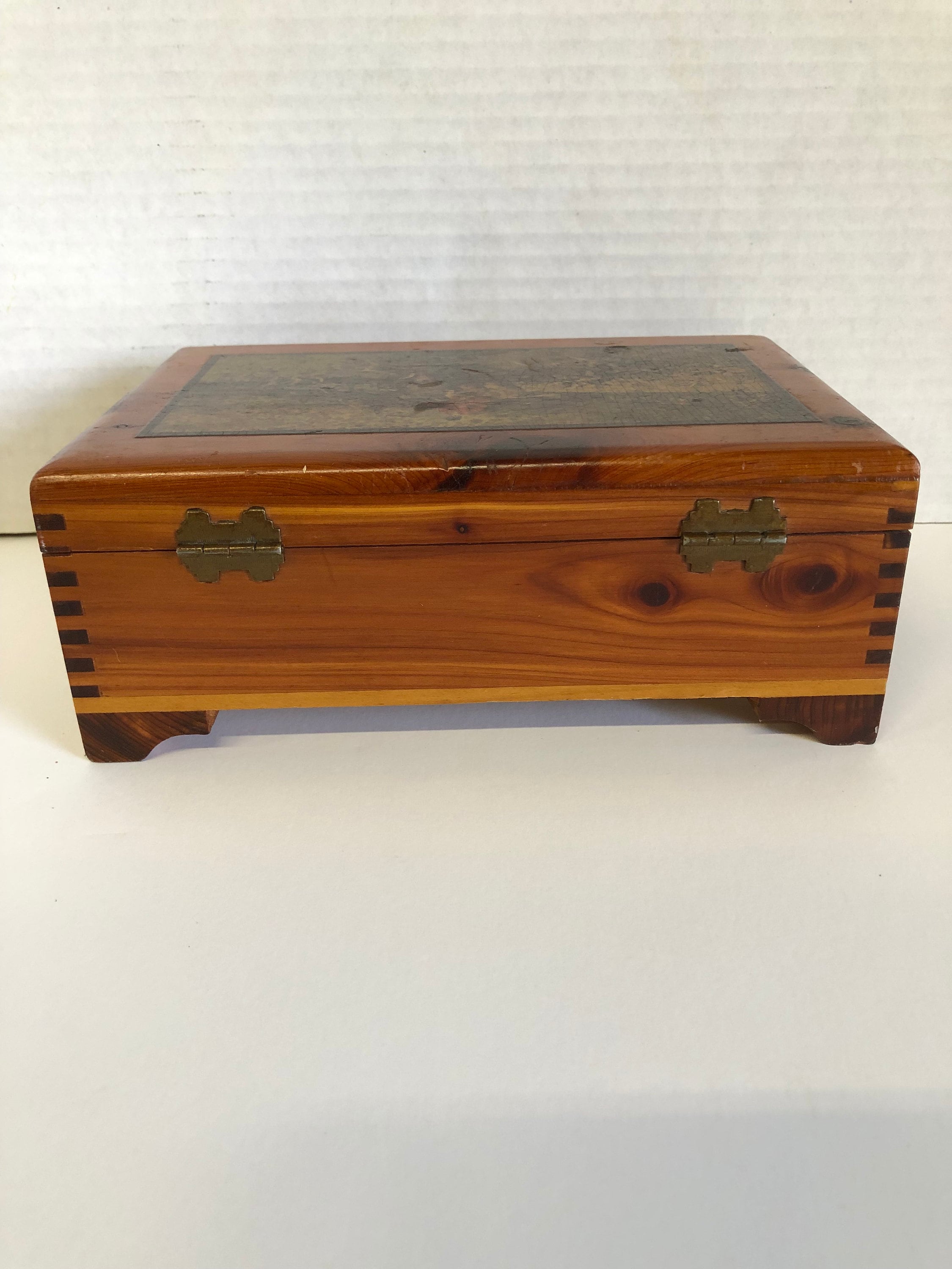 Wood Box With Hunting Scene Jewelry Box Trinket Storage MCM - Etsy