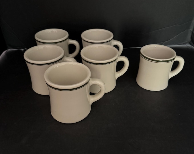 Set of 4 Diner-style White Coffee Mugs 3 Victor 1 Unmarked Chunky Thick ...