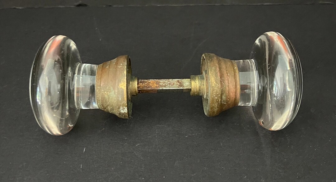 Glass Door Knob, Solid Glass, Set, Antique Salvage, Hand Blown, Two Inch Fit, Replacement Knob ...
