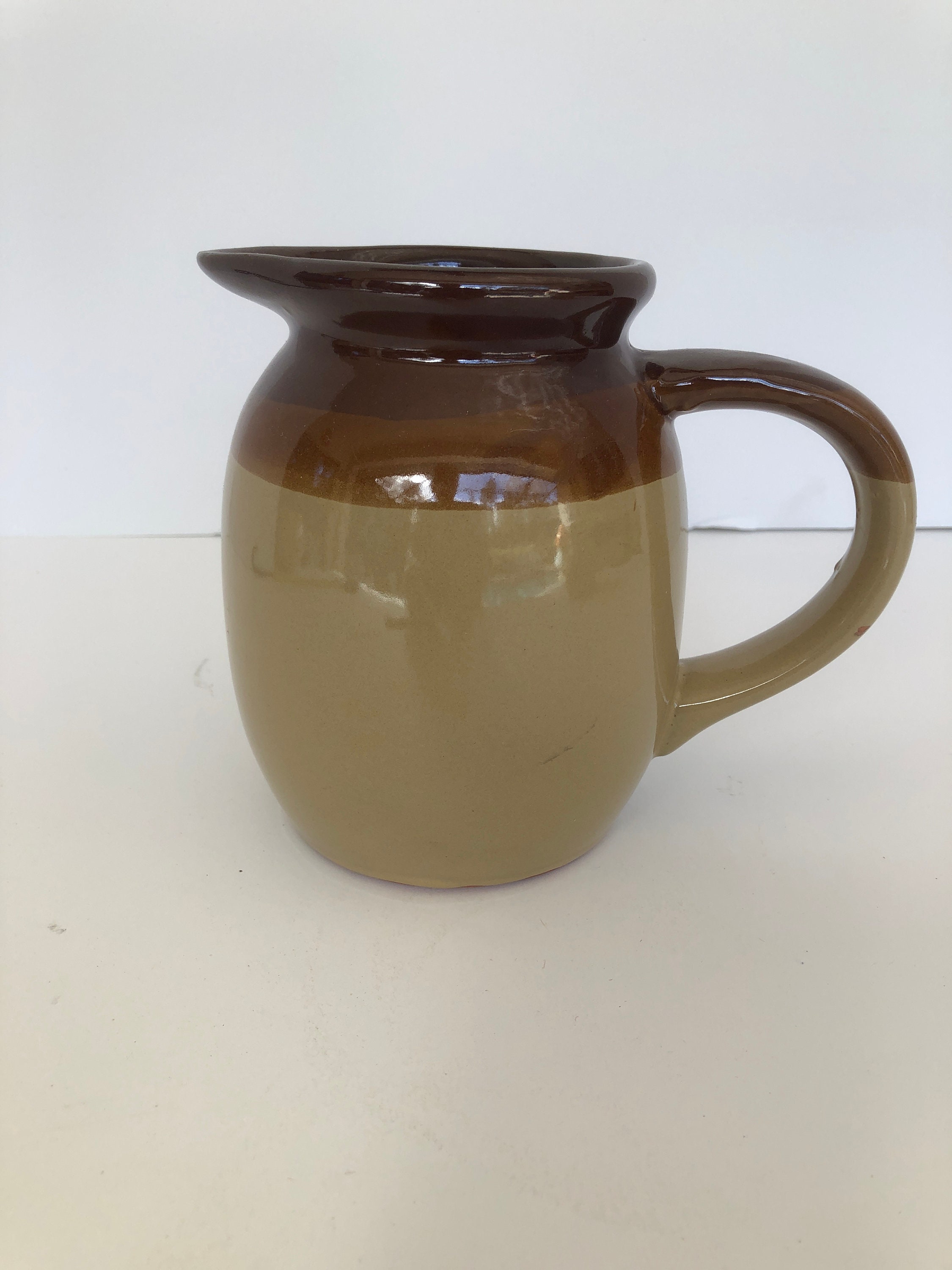 Pitcher Two Color Stoneware Pitcher Vintage Flower Display | Etsy