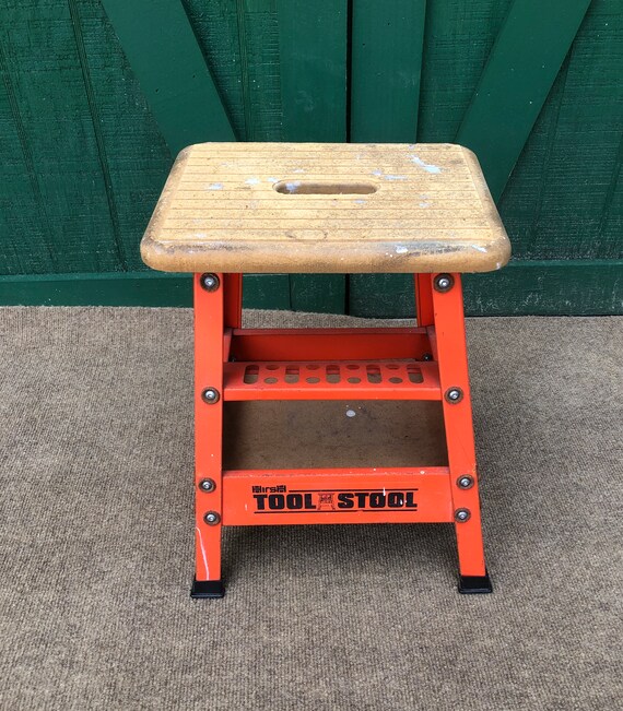 Hirsh orange steel industrial stool painted metal tool stool | Etsy