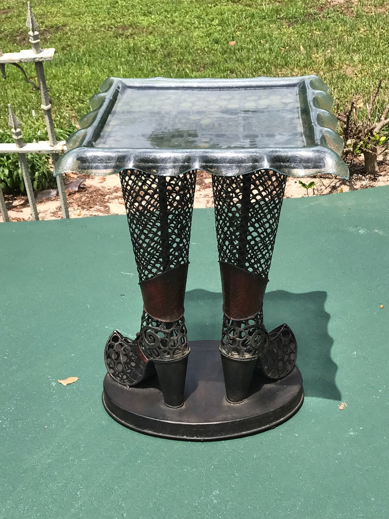 Glass Topheavy Metal Art Sculpture Ladies Legs Fishnet | Etsy