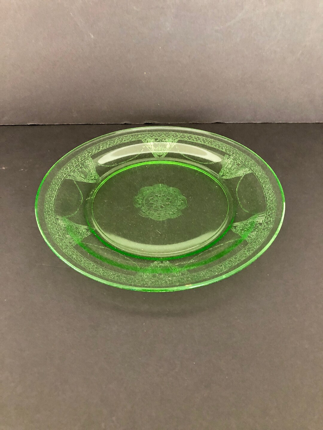 Green Depression Glass Plates, Uranium Glass, EAPG, Glowing Glass ...