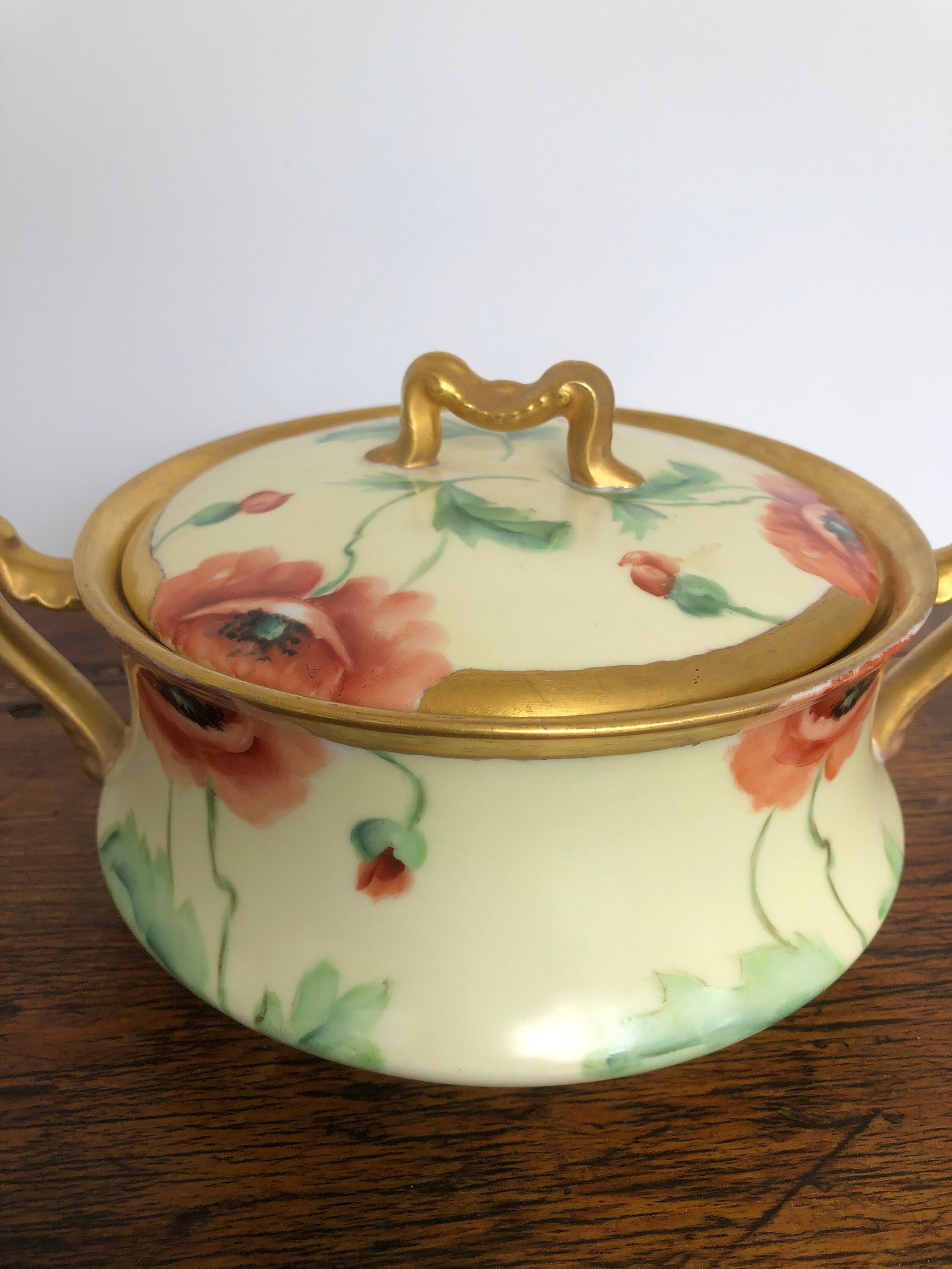 Limoges Poppy China Biscuit Dish Circa 1890 Gold Gilt Poppy | Etsy