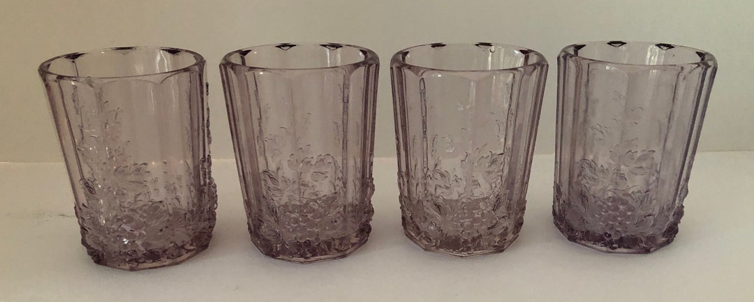 FOUR Kokomo Purple Depression Glass Tumblers, Antique EAPG Tumblers ...