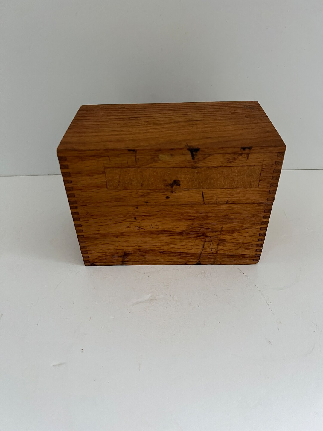 Wood Card File Box, Oak Box, Dove Tailed, Recipe Box, Vintage, Library ...