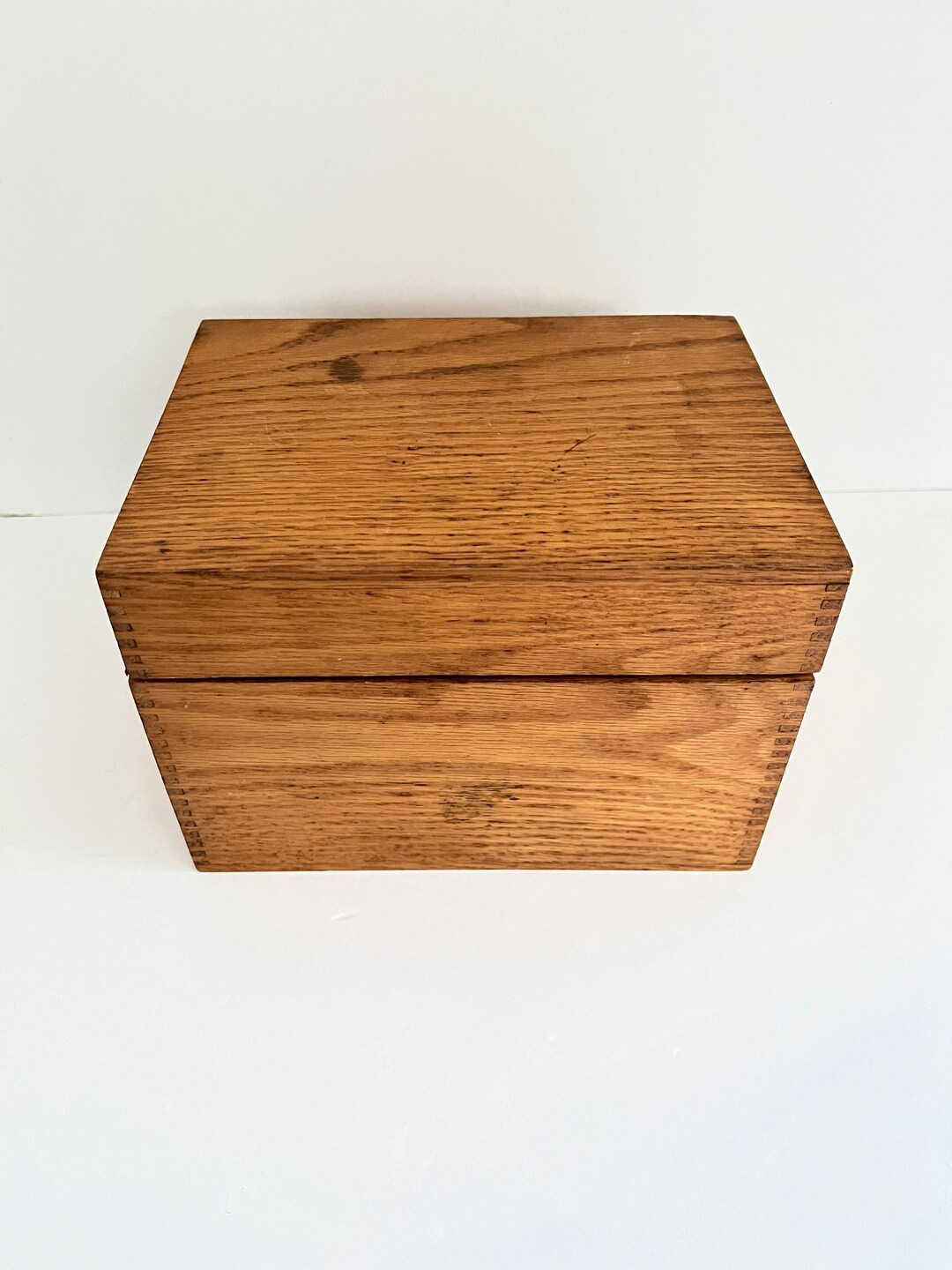 Wood Card File Box, Unusual Double File Box, Oak Box, Dove Tailed ...