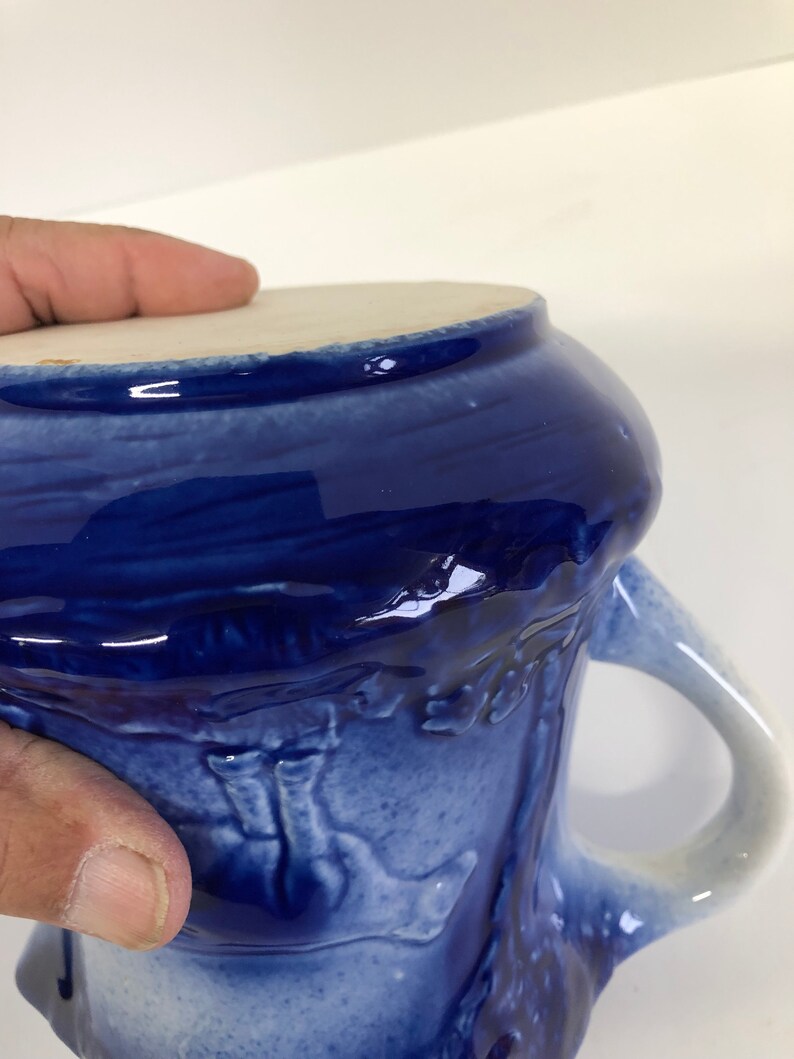 Flo Blue Stone Ware Pitcher Cow Motif Squat Pitcher Milk - Etsy