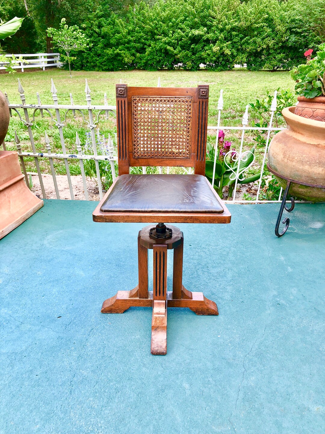 Antique W.D. Allison Examination Chair, Original Caning and Oil Cloth ...