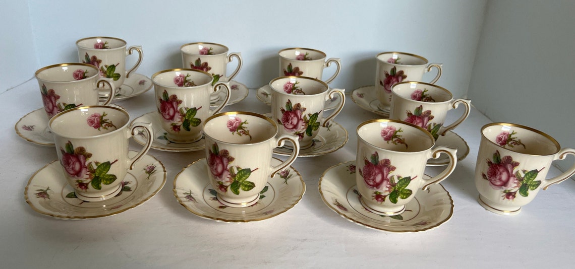 SYRACUSE, Pattern Victoria, Federal Shape, Demitasse, Painted Rosebud ...