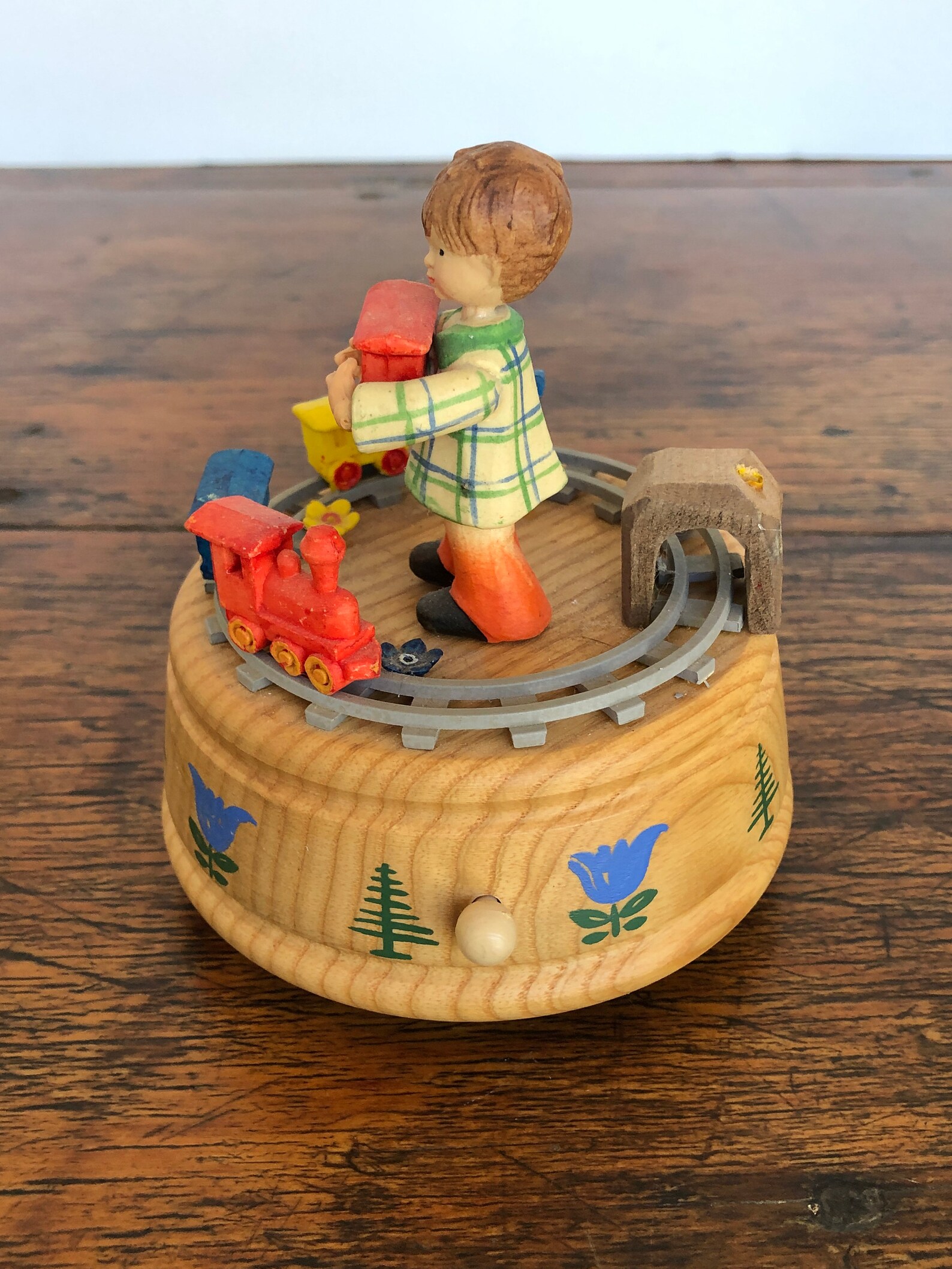Anri Music Box Boy With Toy Train Set Girl Doll Air Plane - Etsy