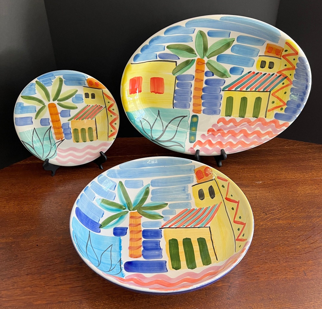 Pasta Platter & Plates, Large Bowl, Italian Ceramics, Vintage ...