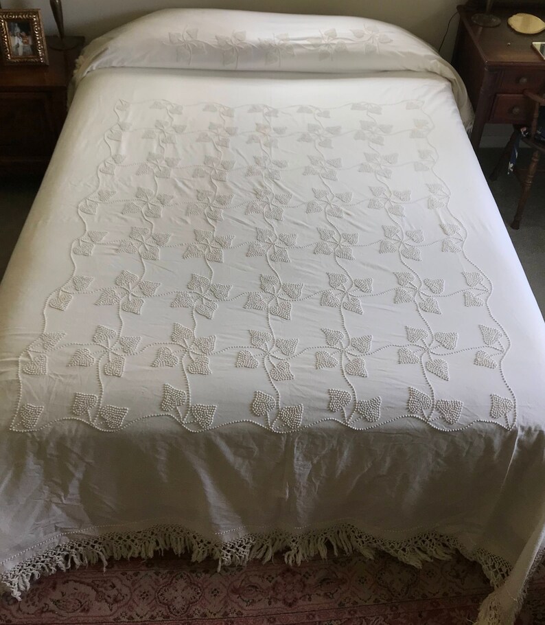 Handmade French Knot Coverlet Bed Spread White Candlewick | Etsy