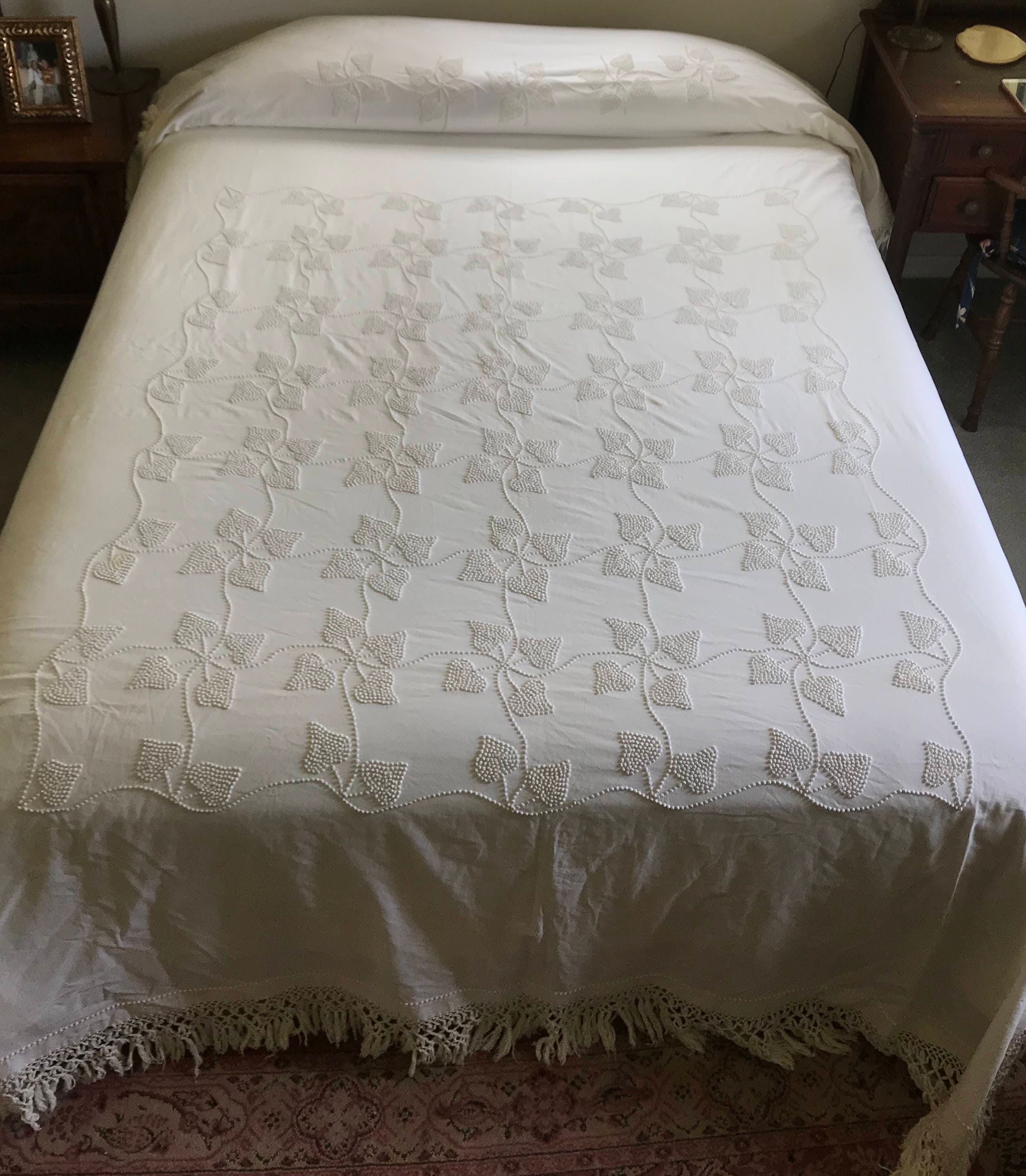 Handmade French Knot Coverlet Bed Spread White Candlewick - Etsy
