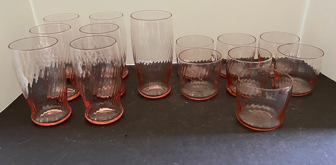 Wheaton, Symphony, Tea Rose Pink, Vintage Glass Tumblers, Circa 1972 ...