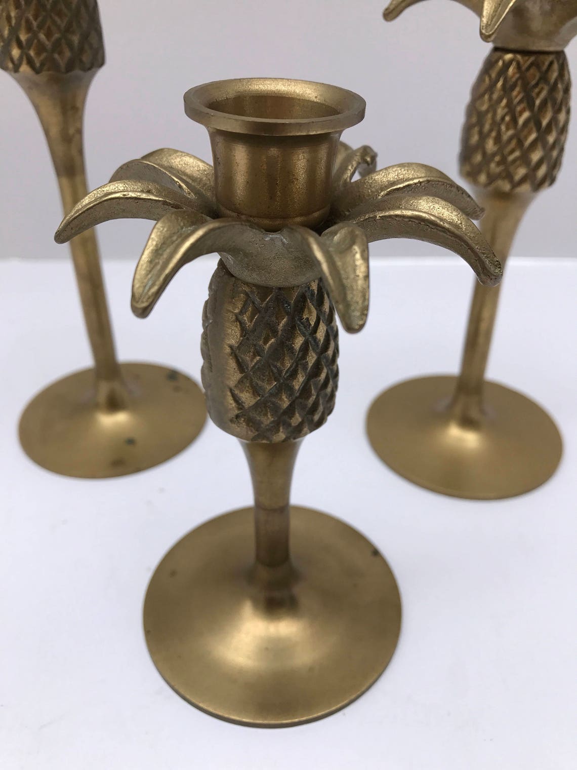 Brass Pineapple Candlesticks Set of 3 Vintage Brass | Etsy