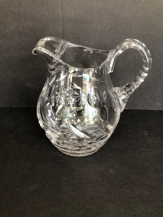 Pitcher Cut Glass Crystal Clear Creamer Milk Pitcher ABC - Etsy