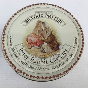 Beatrix Potter Cookie Tin, Log Cabin Syrup Tin, Listing for Two ...