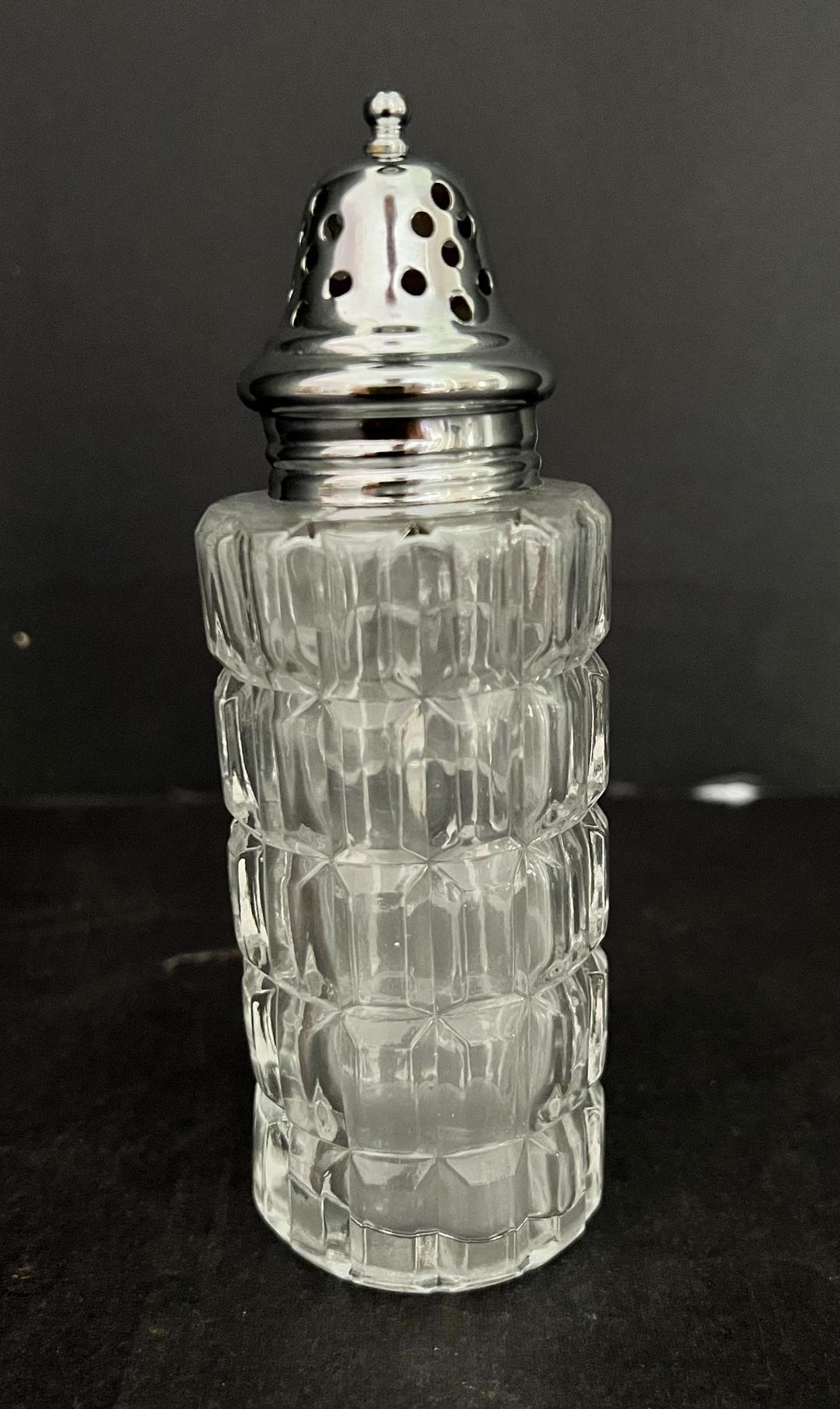 Shaker, Block Pattern Glass, EAPG, Metal Top, Sugar Shaker, Water ...