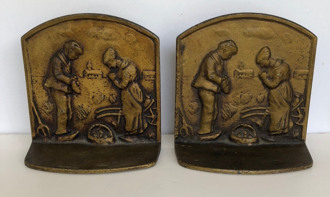 Bronze Book Ends , Angelus by Francois Millet, C 1930s - Etsy