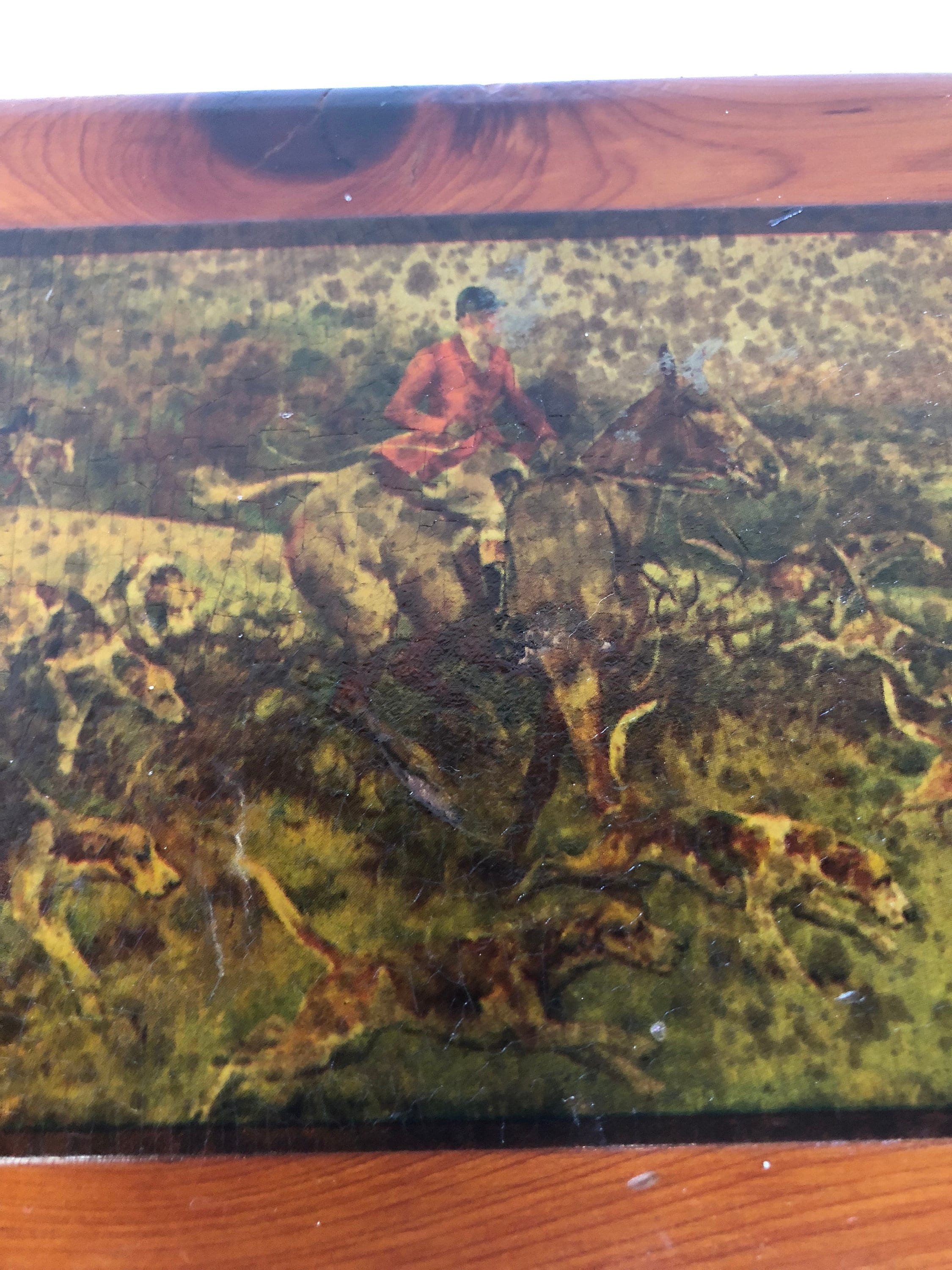 Wood Box With Hunting Scene Jewelry Box Trinket Storage MCM - Etsy