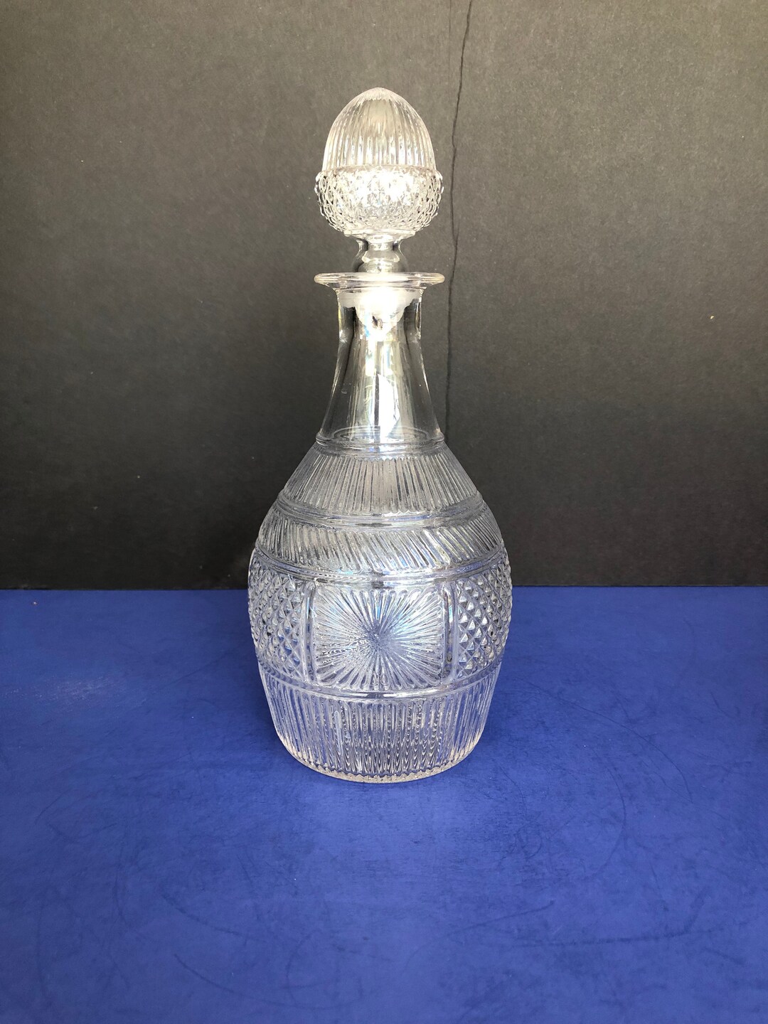 MMA Glass Decanter,acorn Stopper, Sunburst Diamond Pattern, 1820's ...