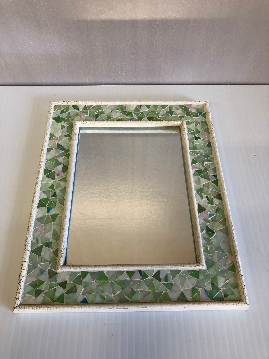 Mirror, Stained Glass Border, Beach Glass Motif - Etsy