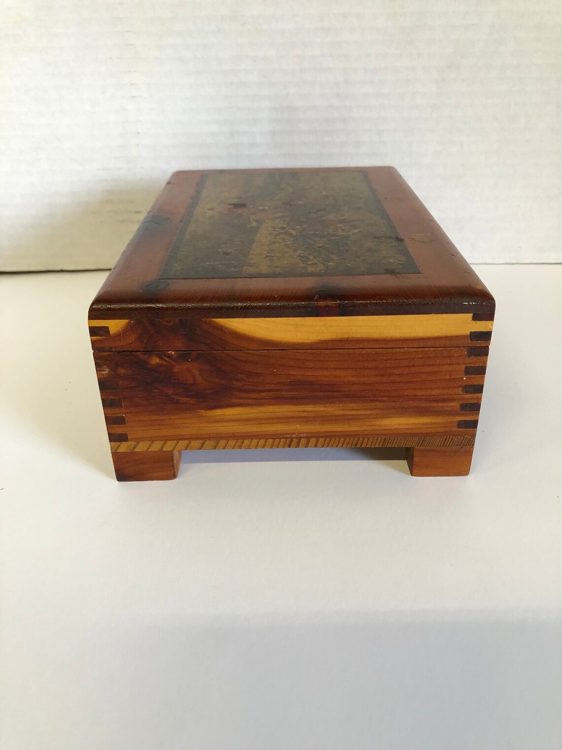Wood Box With Hunting Scene Jewelry Box Trinket Storage MCM - Etsy