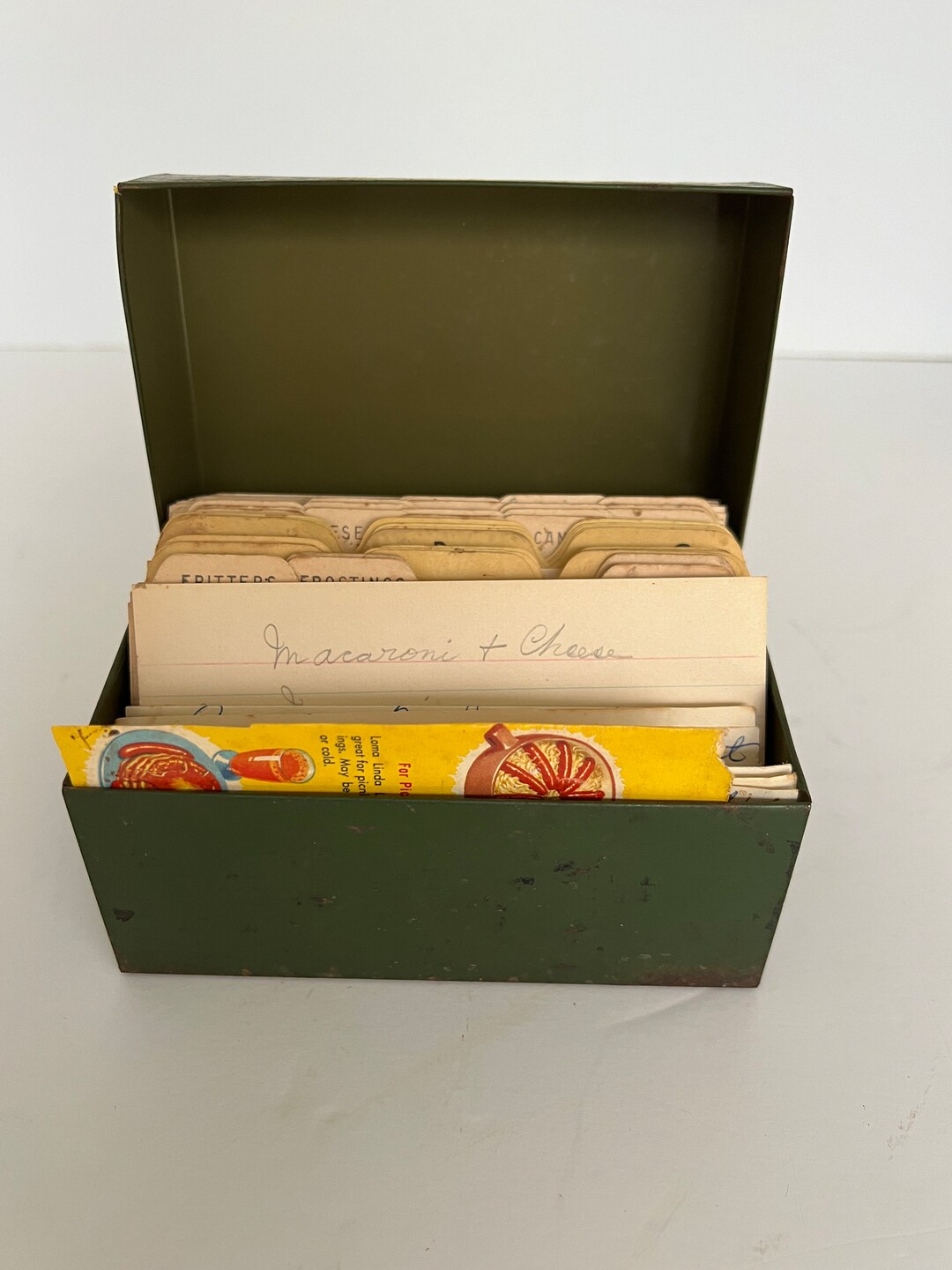 Recipe Box, 3x5 Cards, Metal Card File Box, Vintage, Hard to Find, With ...