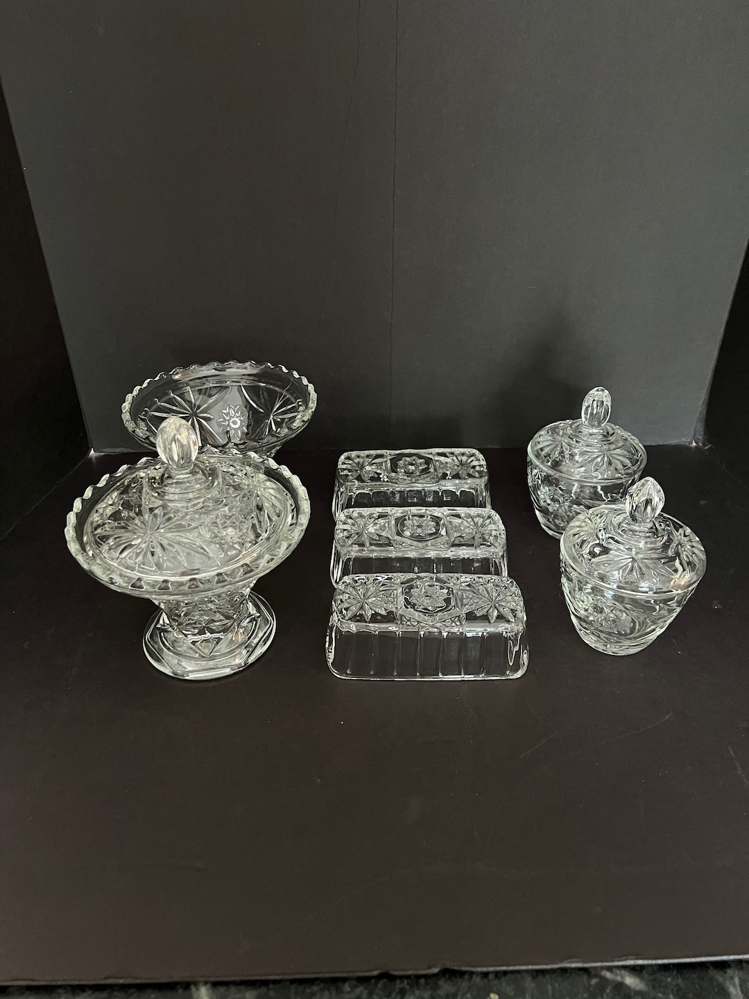 Anchor Hocking, Pattern Pressed Star & Fan, Prescut Clear, Circa 1960 ...