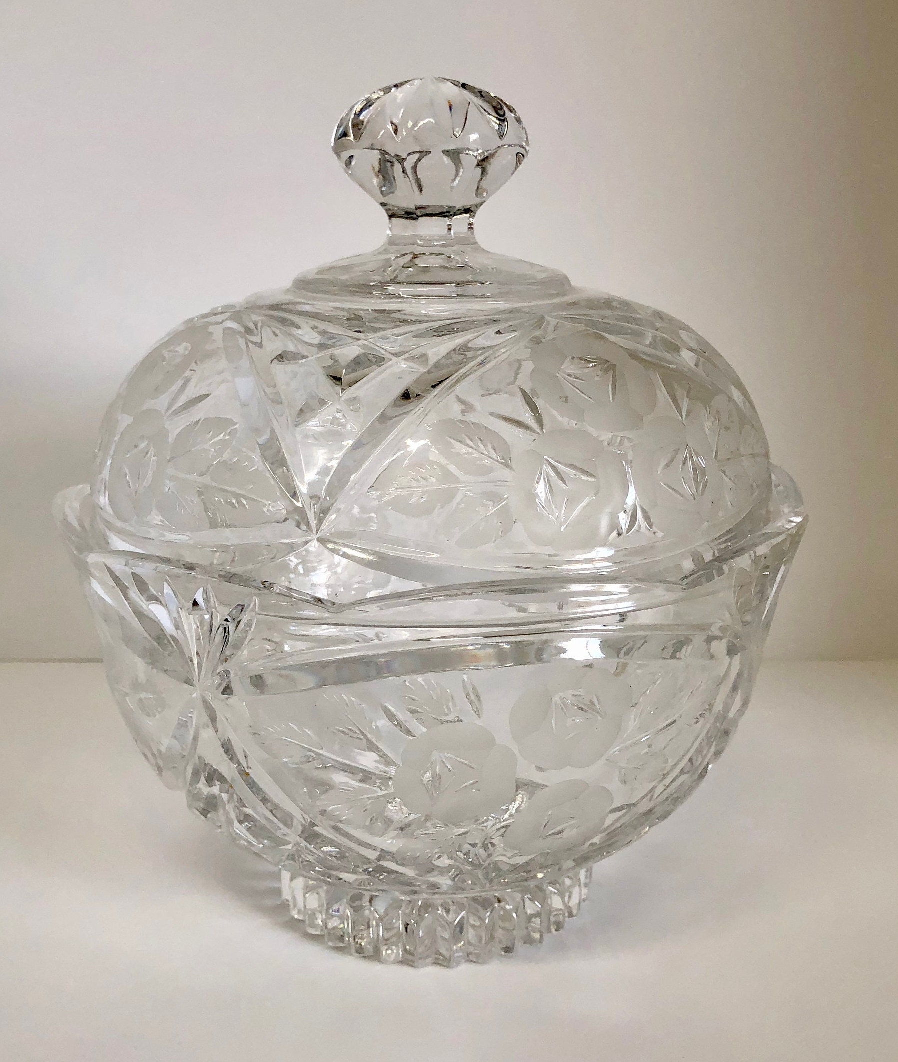Lead Crystal Covered Dish Depression Glass EAPG | Etsy