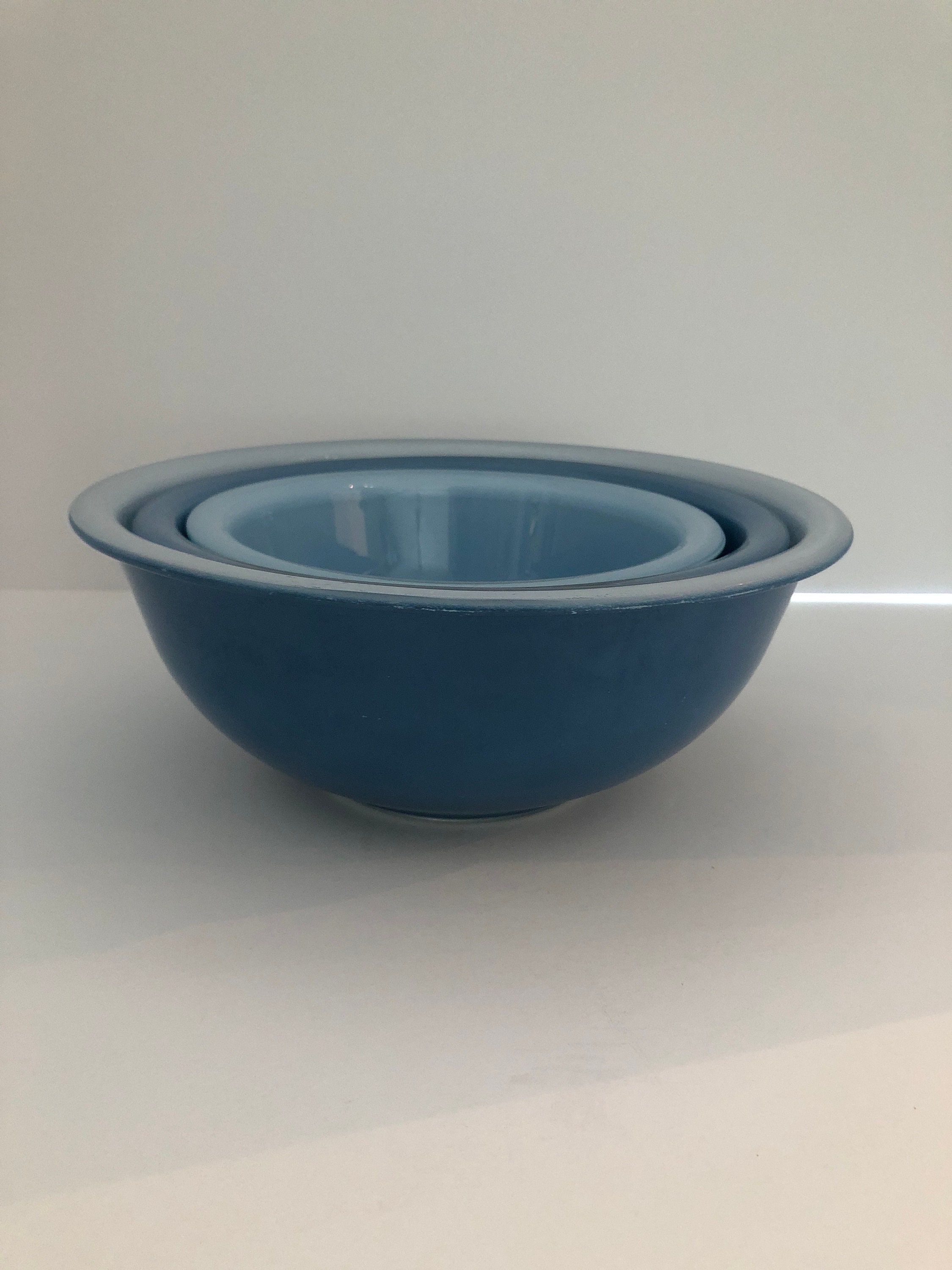 Bowls Pyrex Nesting Mixing Bowls Blue Bowl Set Three | Etsy