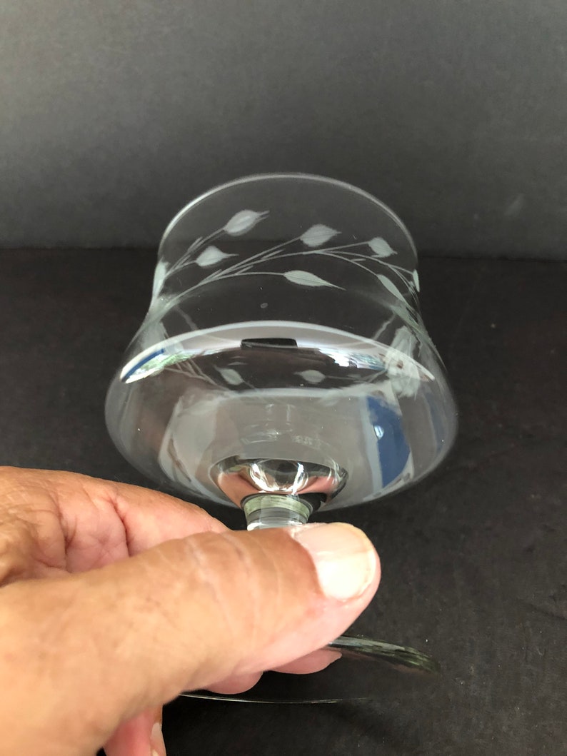 Crystal Stemmed Sherbets Wine Glasses Barware Acid Etched Etsy
