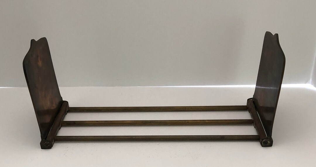 Book Rack, Sliding Book Stand, Adjustable, Maple Leaf Motif, Cast Iron ...