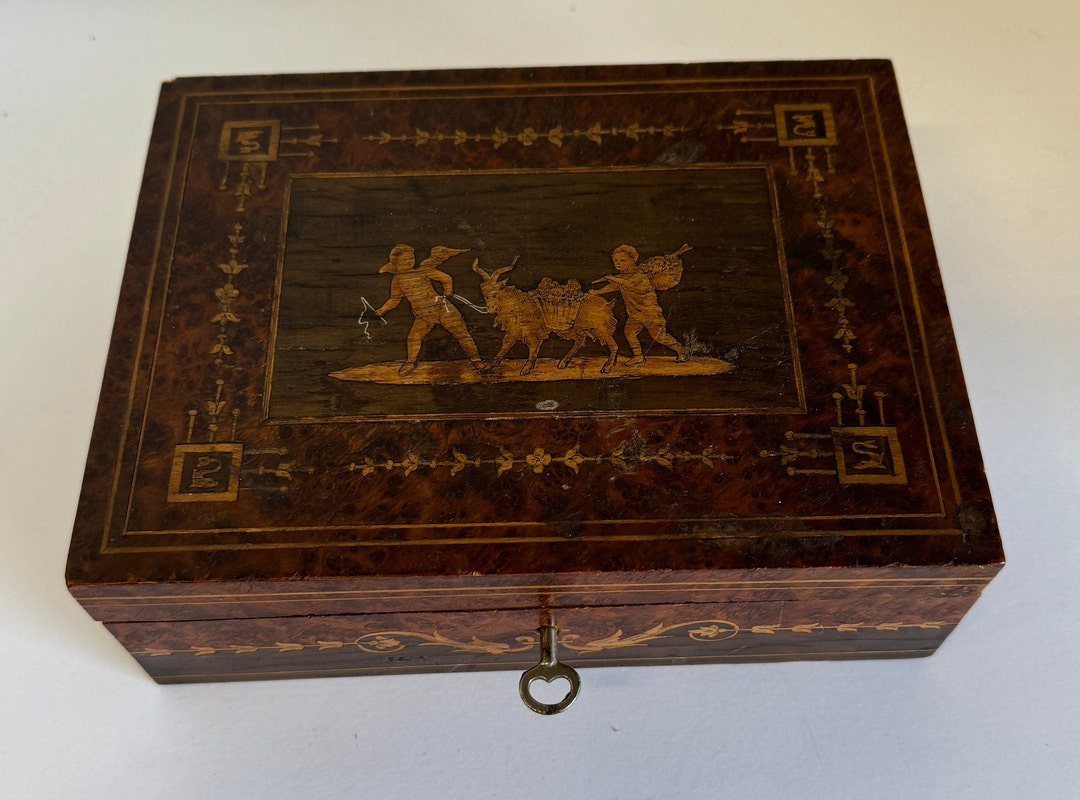 Jewelry Box With Key, Inlayed Figurines, Trinket Storage, MCM - Etsy