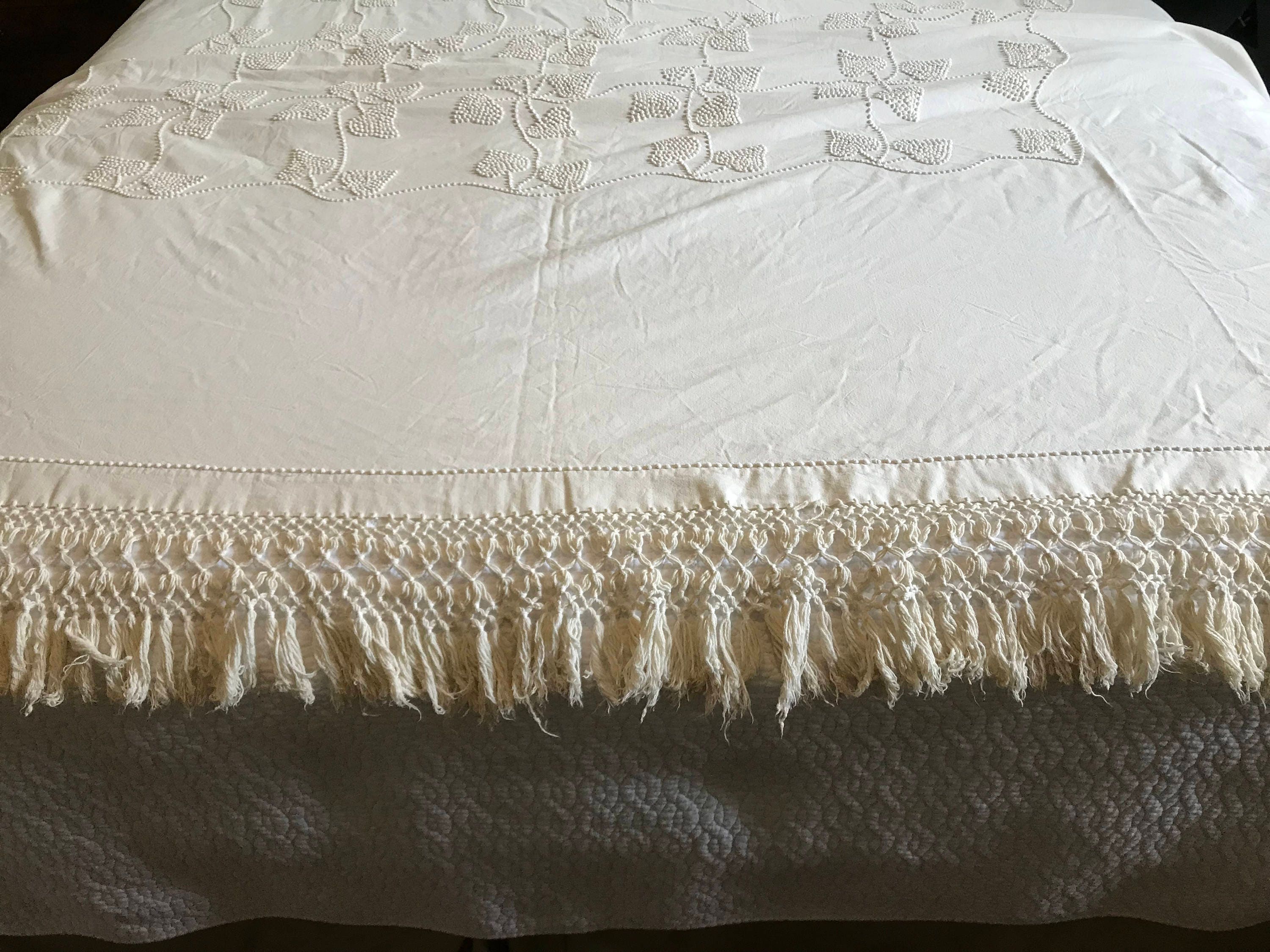 Handmade French Knot Coverlet Bed Spread White Candlewick | Etsy