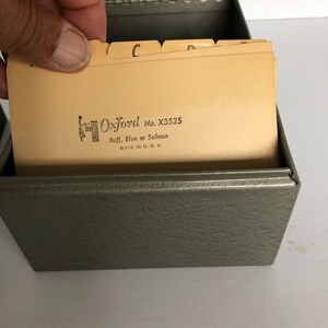 Steel Box, Vintage, Small Box, Card File, Recipe Box, Green & Gray ...