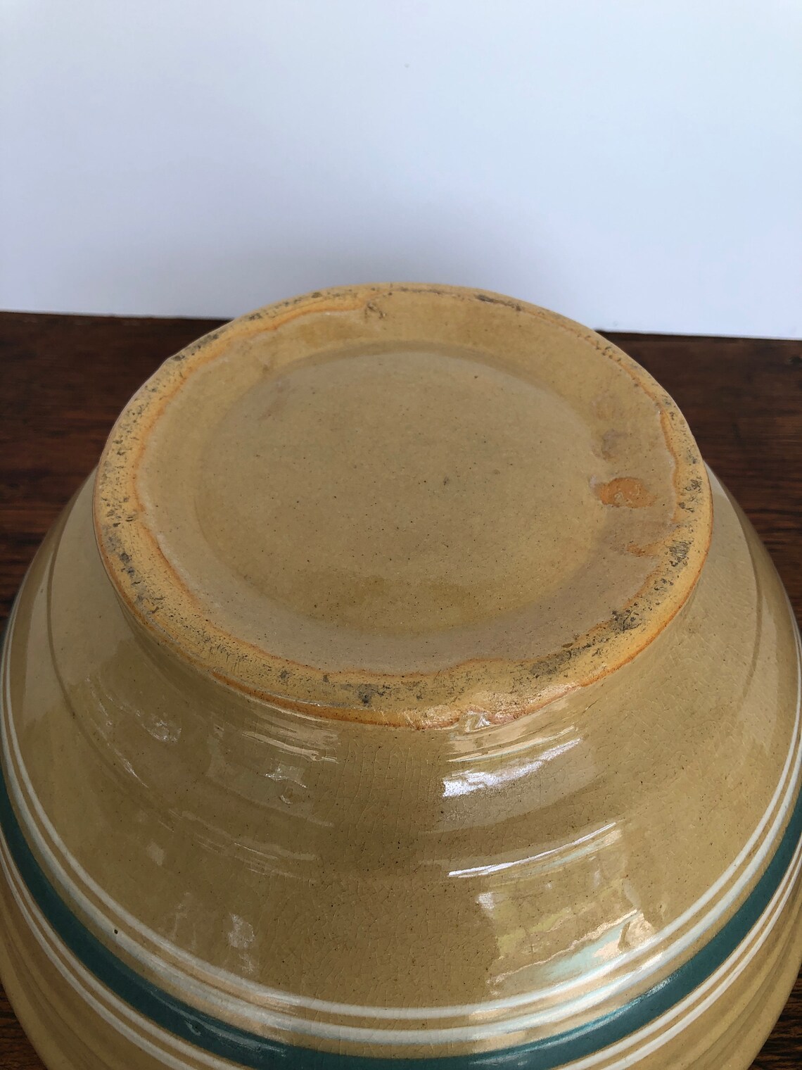 Yellow Ware Mixing Bowl Yellow Ware Stoneware blue and - Etsy