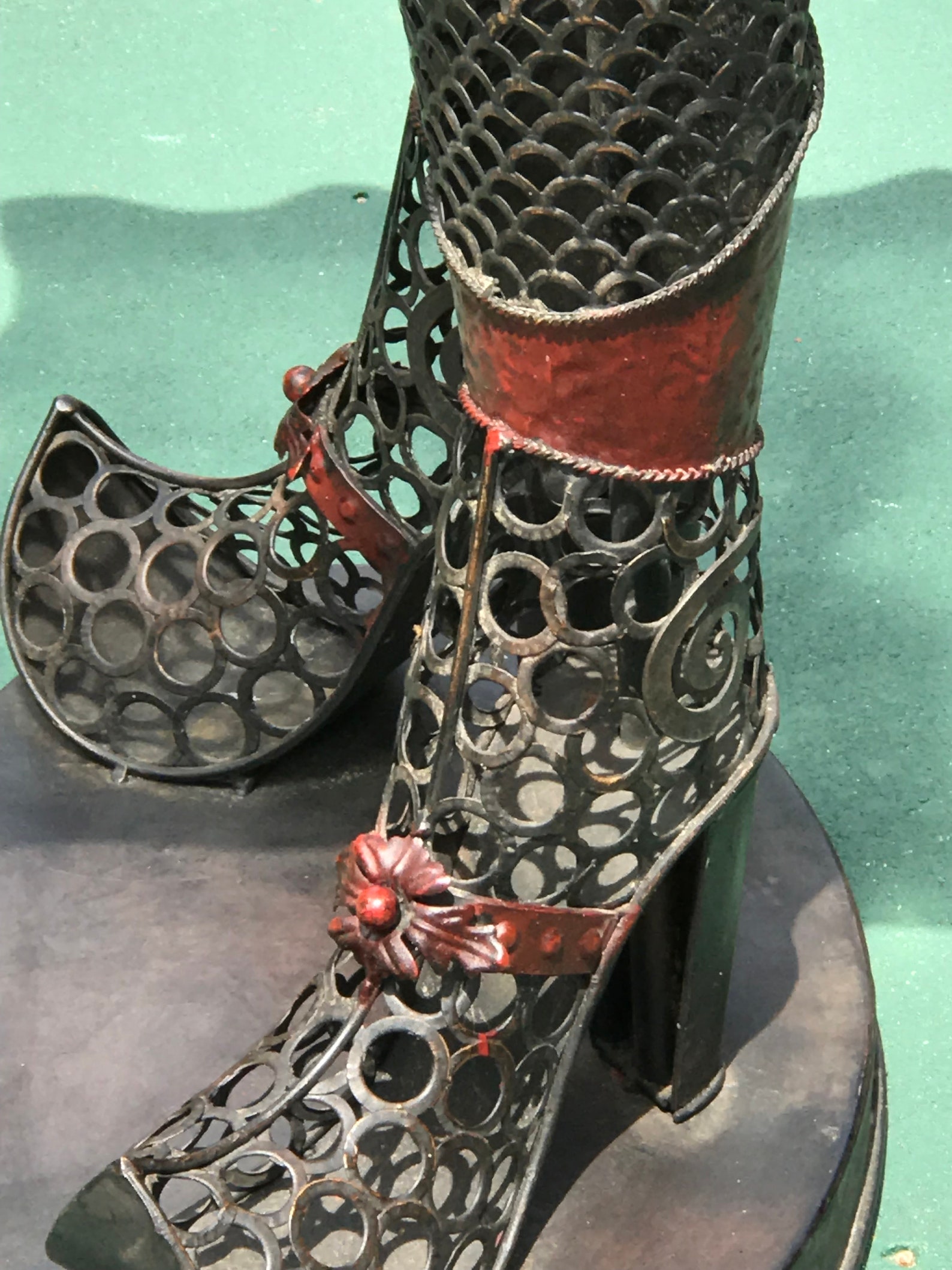 Glass Topheavy Metal Art Sculpture Ladies Legs Fishnet | Etsy