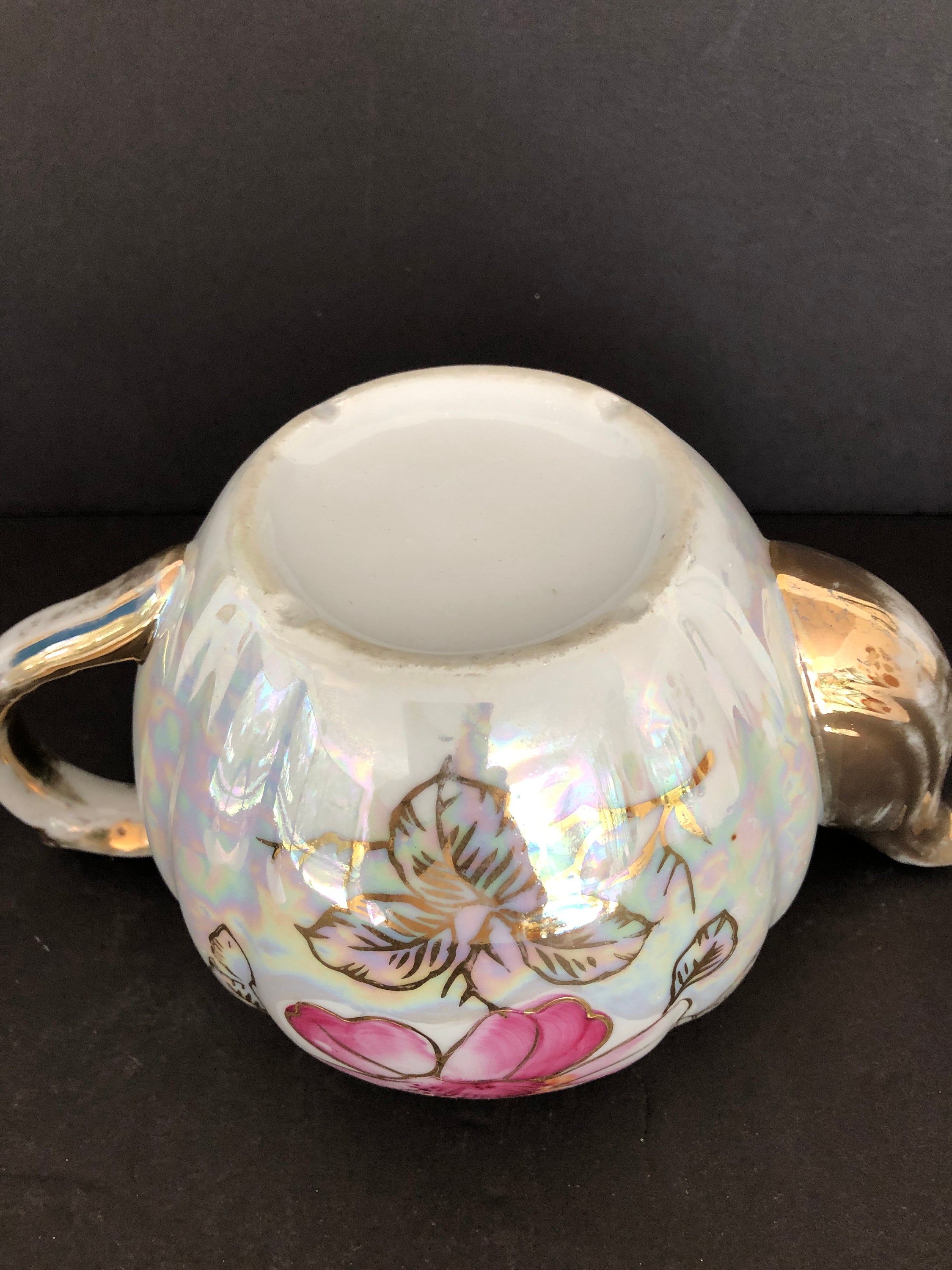 Teapot Lusterware China Gold Leaf Pink Flower Vintage - Etsy